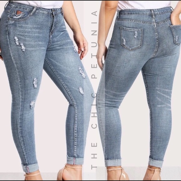 The Chic Petunia | Jeans | Plus Faded Ripped Skinny Jeans | Poshmark
